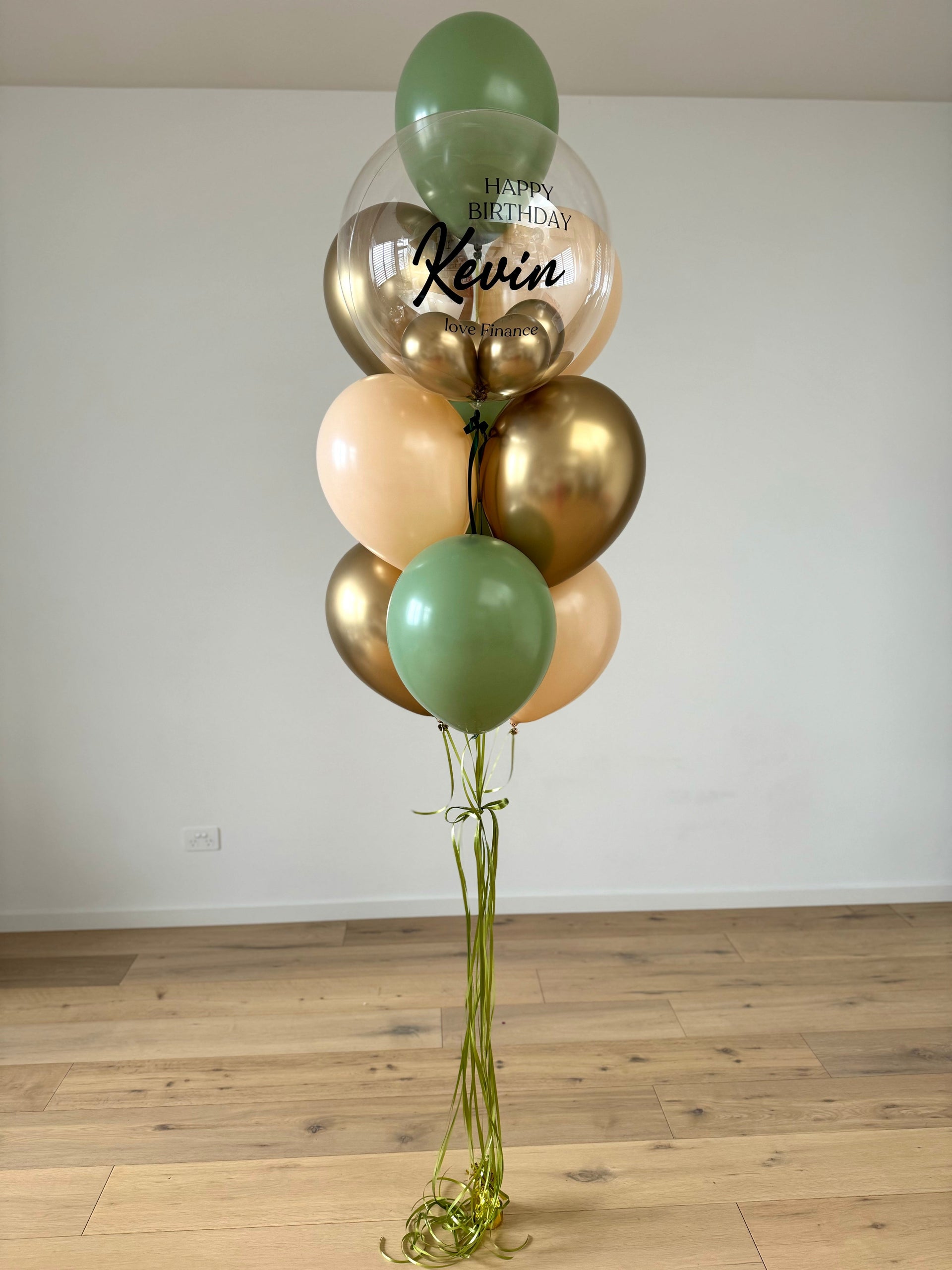 Personalised Balloon Bouquet with mini balloons - Sage Green, Beige an ...